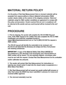 Material-Return-Policy – Red Seal Measurement